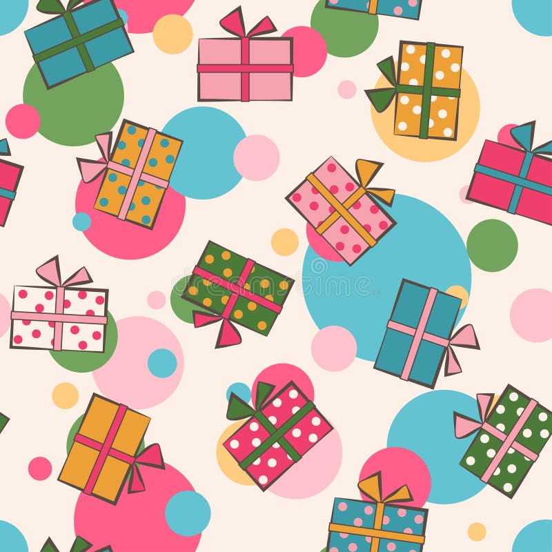 Seamless Festive Pattern with Gifts. Birthday, Holiday Stock Vector ...