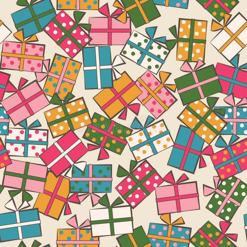 Seamless Festive Pattern with Gifts. Birthday, Holiday Stock Vector ...