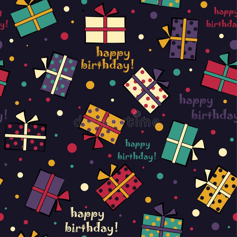 Seamless Festive Pattern with Gifts. Happy Birthday Vector Illus Stock ...