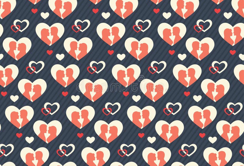 Seamless Festive Pattern with Love Couple and Hearts Stock Vector ...