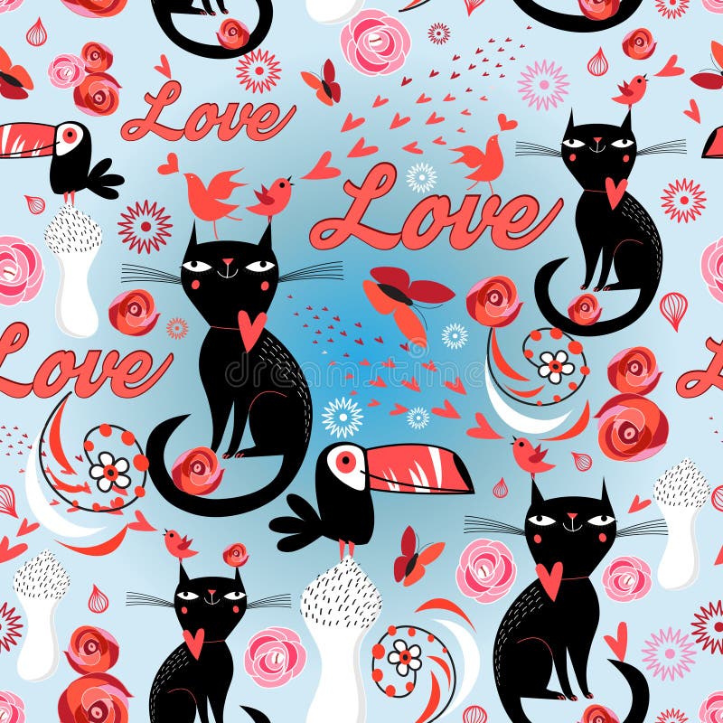 Pattern lovers cats stock illustration. Illustration of funny - 40712991