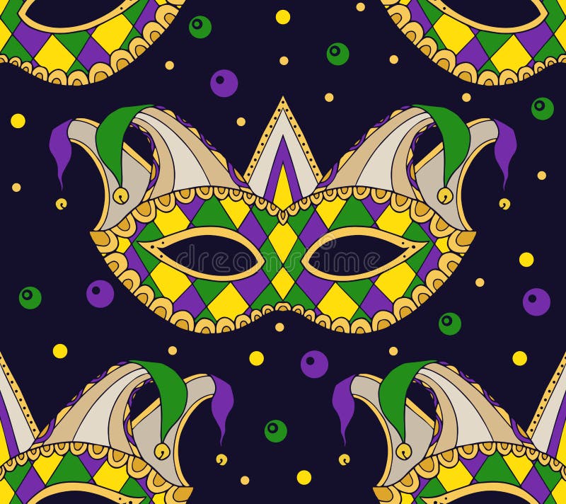 Seamless Festive Pattern with Masks. Stock Vector - Illustration of ...