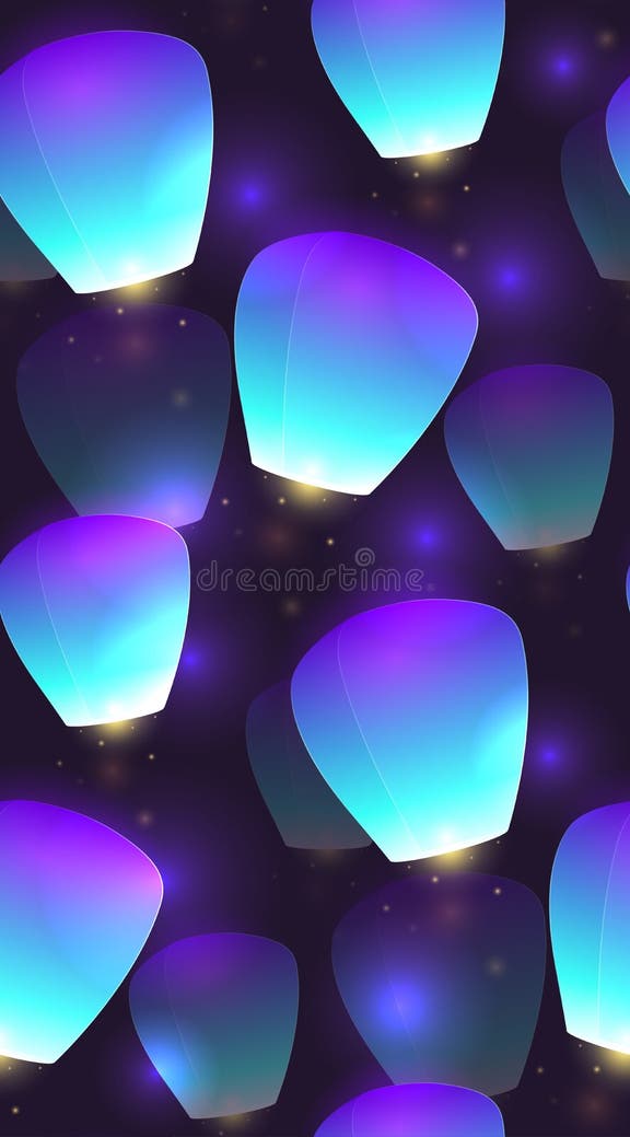 Seamless Festive Texture Sky Lanterns and Sparks. Stock Vector ...