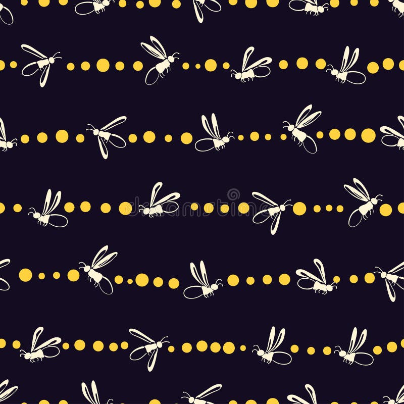 Seamless Firefly Pattern. Trendy Textile, Fabric Design Stock Vector ...