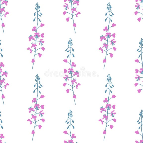 Seamless fireweed pattern stock vector. Illustration of garden - 231041760