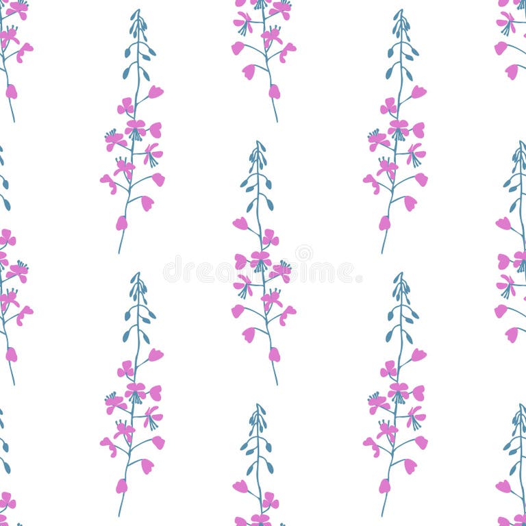 Seamless fireweed pattern stock vector. Illustration of garden - 231041760