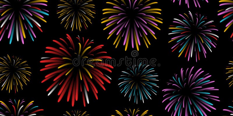 Seamless Fireworks Background Stock Illustration - Illustration of ...