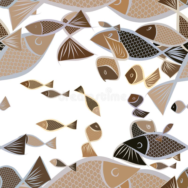 Seamless Fish Illustrations Background Abstract, Hand Drawn. Texture ...