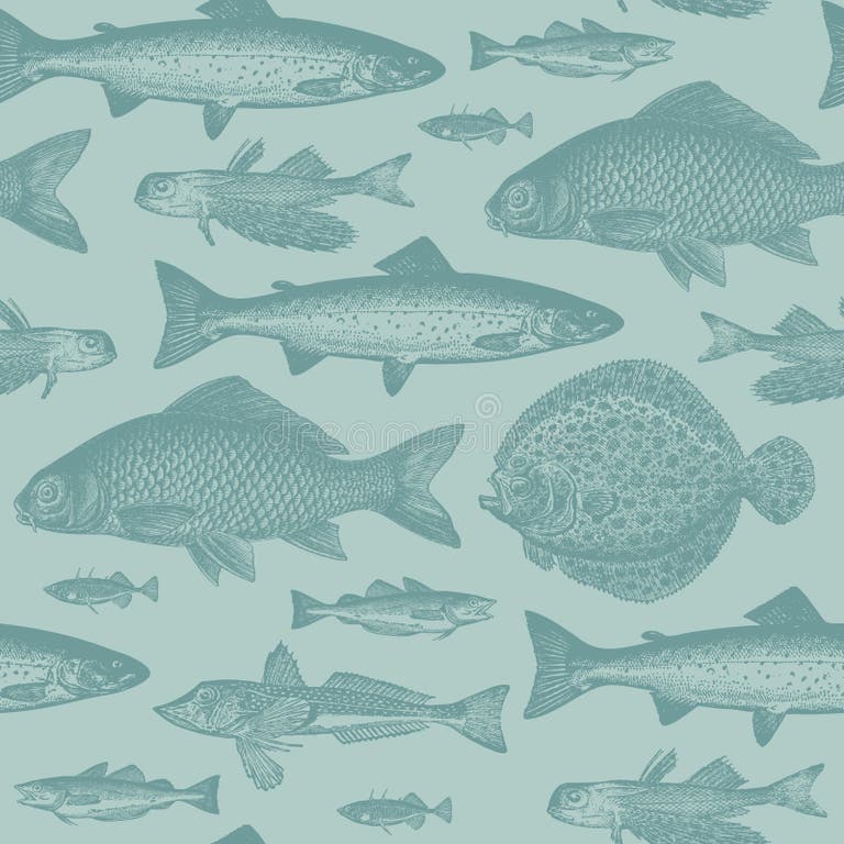 Seamless fish pattern stock vector. Illustration of decorative - 14402334
