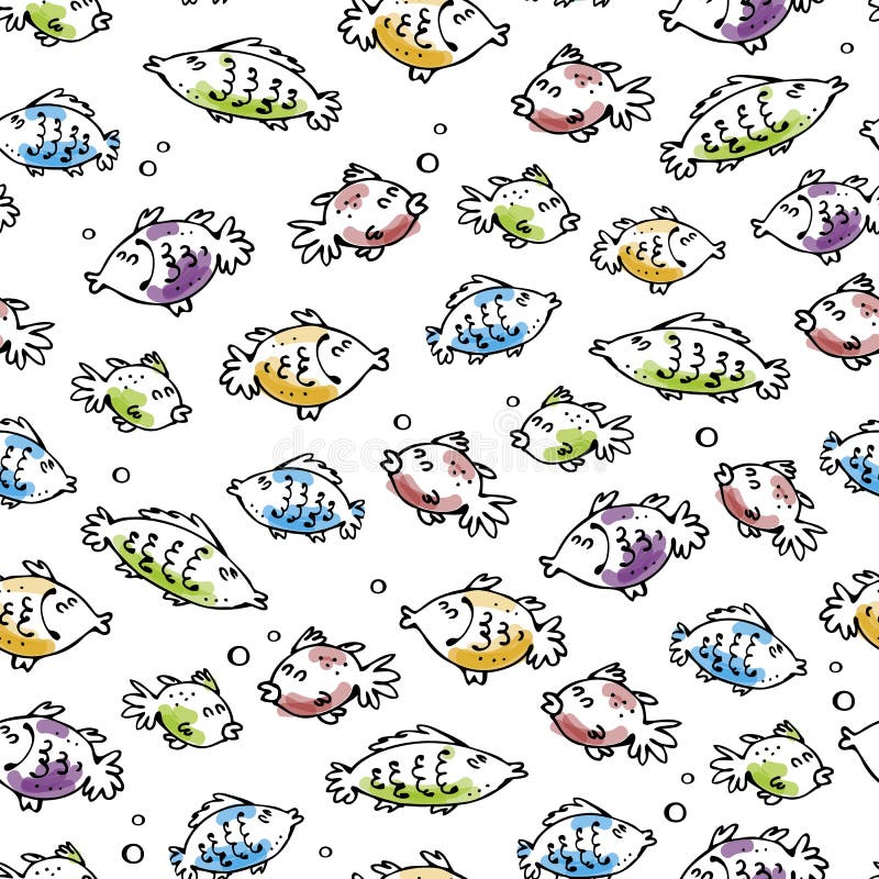 Fish sea pattern stock vector. Illustration of cartoon - 44235990