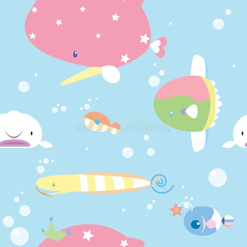 Seamless Fish Repeat Pattern Stock Vector - Illustration of green ...