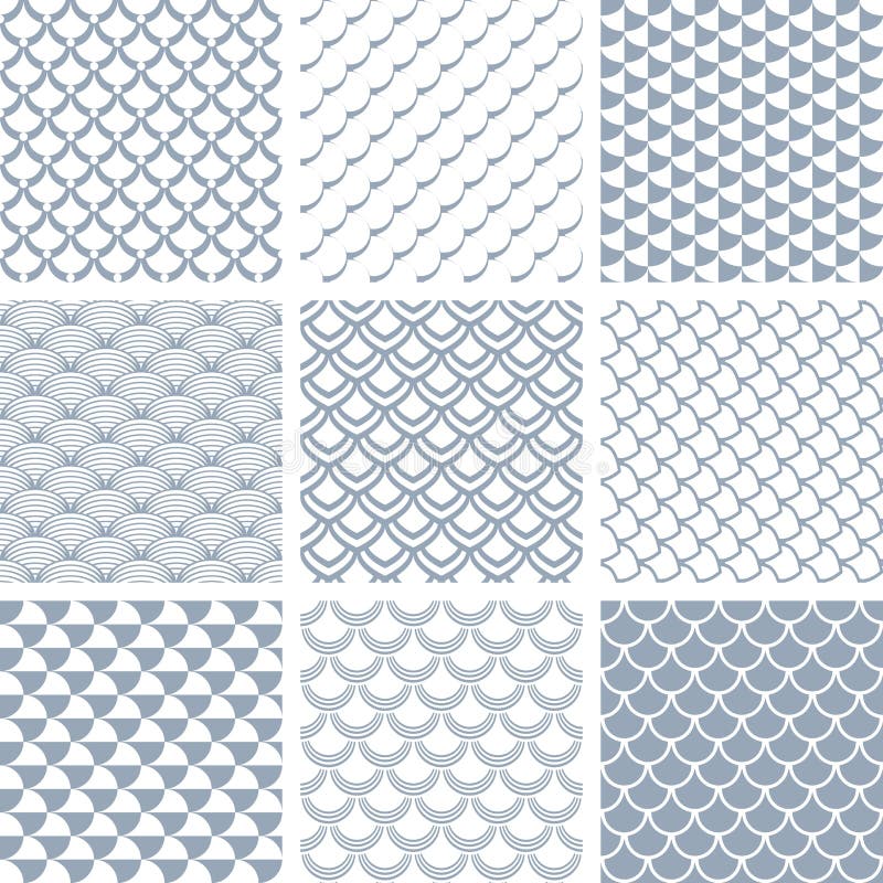 Fish Scale Seamless Textures Set. Stock Vector - Illustration of motif ...