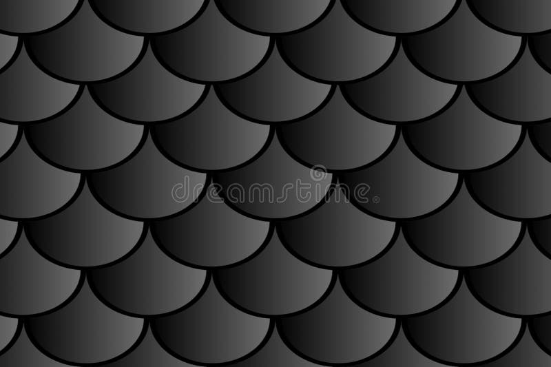 Seamless Fish Scales Abstract Texture. Dark Black Background Stock ...