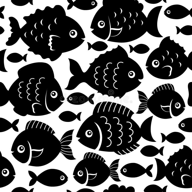 Seamless Fish Silhouettes Theme 1 Stock Vector - Illustration of ...