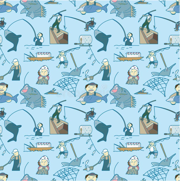 Seamless Fishing Pattern Stock Illustrations – 15,497 Seamless Fishing ...
