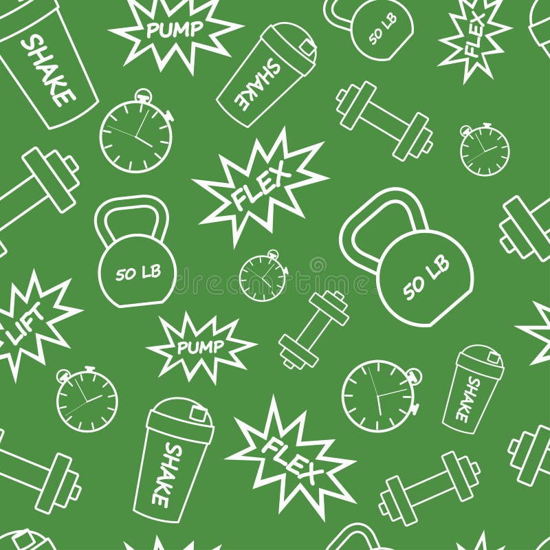 Seamless fitness pattern stock vector. Illustration of heart - 44310309