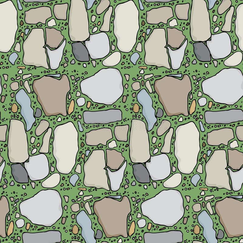 Seamless Flagstone in Grass Stock Vector - Illustration of grass ...