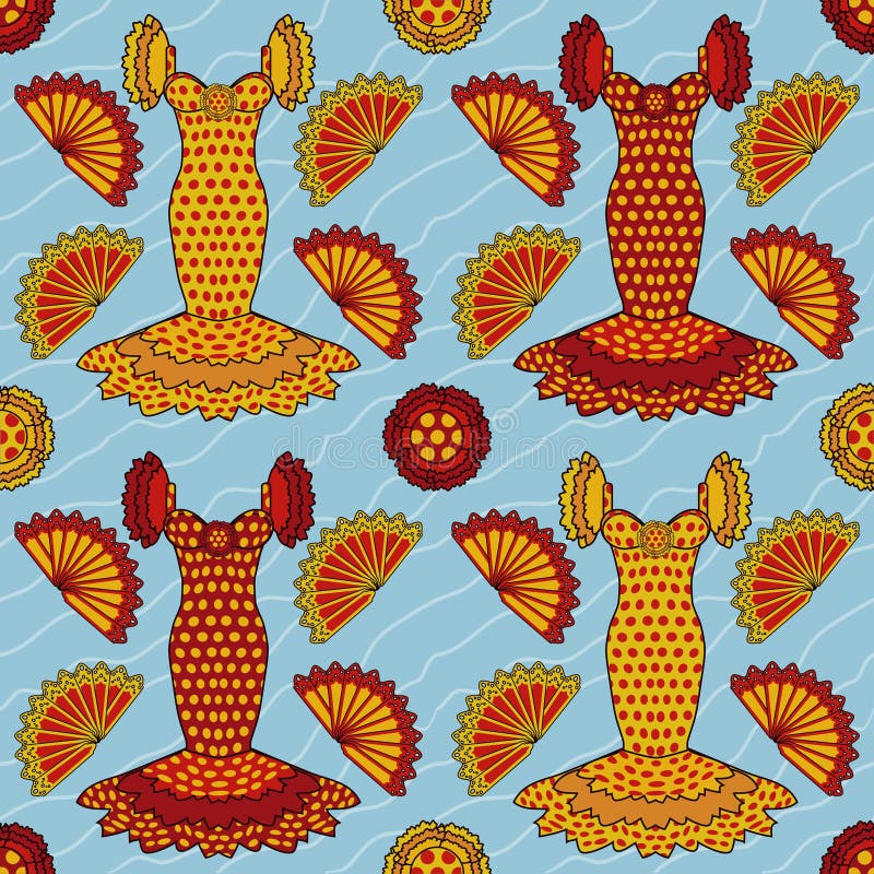 Seamless Flamenco Pattern, Vector Stock Vector - Illustration of ...