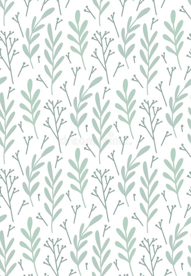 Seamless Flat Hand Drawn Pattern with Branches, Leaves and Sticks on a ...