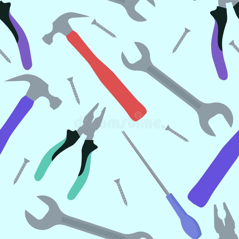 Seamless Flat Hand Drawn Pattern with Various Simple Flowers on a Dark ...