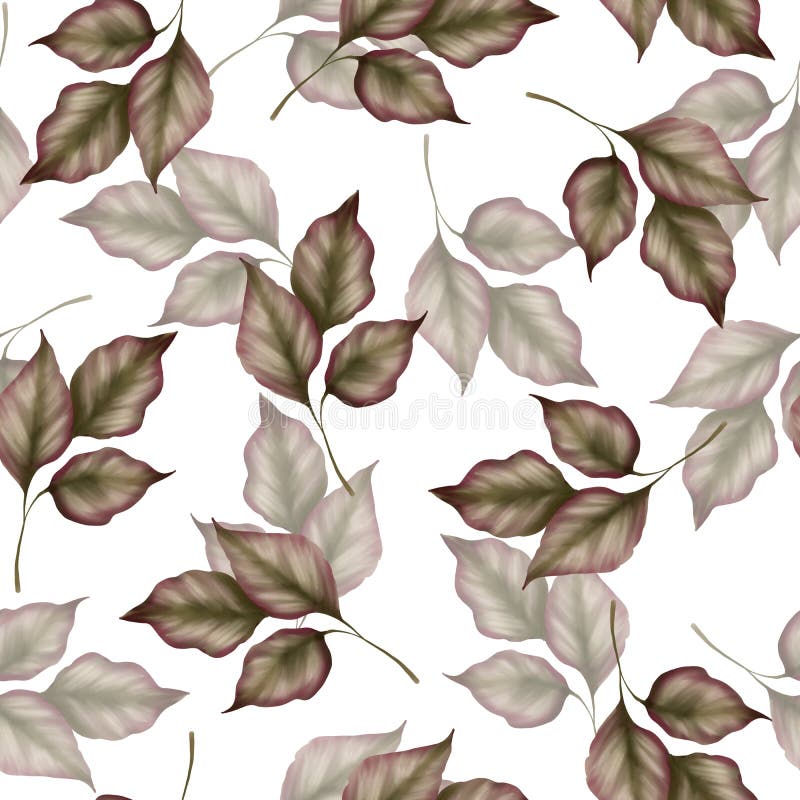 Seamless Floral Autumn Pattern. Brown Leaves Stock Illustration ...