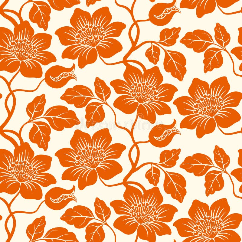 Seamless Floral Background. Stock Vector - Illustration of botany, curl ...