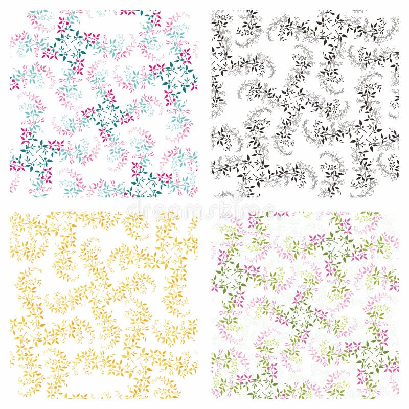 A Seamless Floral Background, 4 Colors in Set Stock Photo - Image of ...