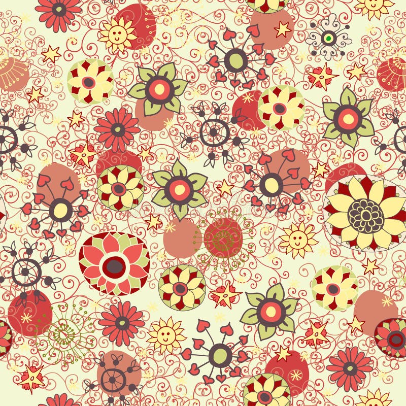 Seamless Floral Background with Flowers, Stock Vector - Illustration of ...