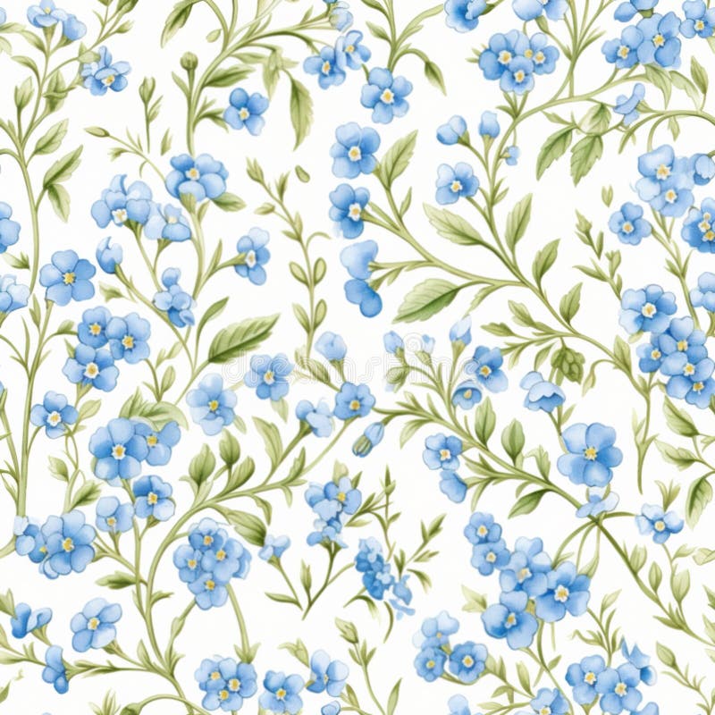 Seamless Floral Background with Forget Me Not Flowers Stock ...
