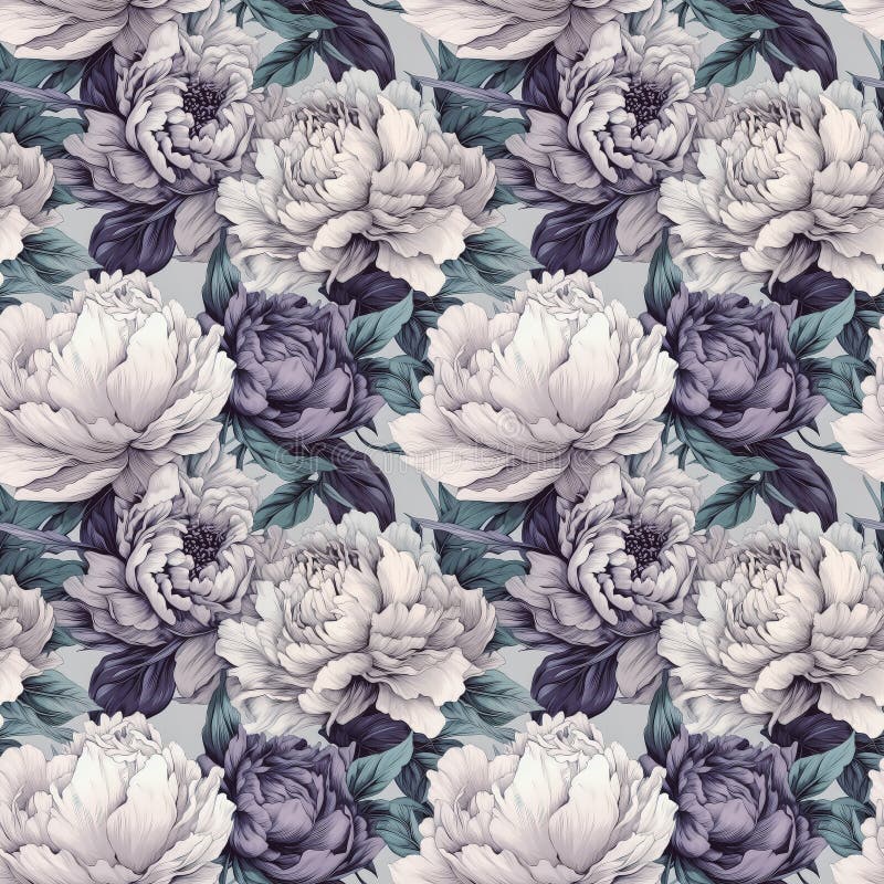 Seamless Floral Background with Peony Flowers Stock Illustration ...
