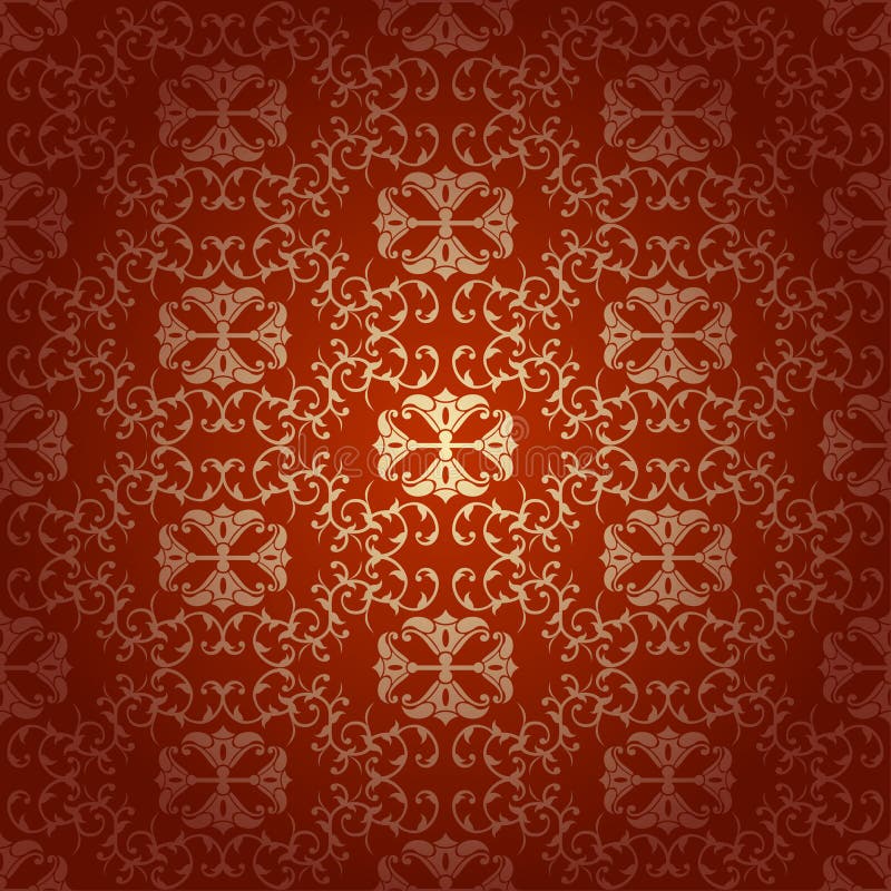 Seamless Floral Baroque Red Background Stock Vector - Illustration of ...