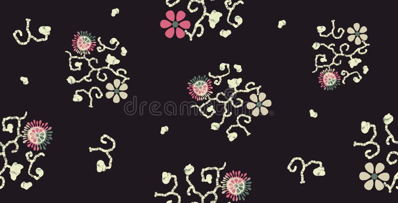 Floral Batik Tie Dye Texture Modern Pattern Classic Stock Illustration ...