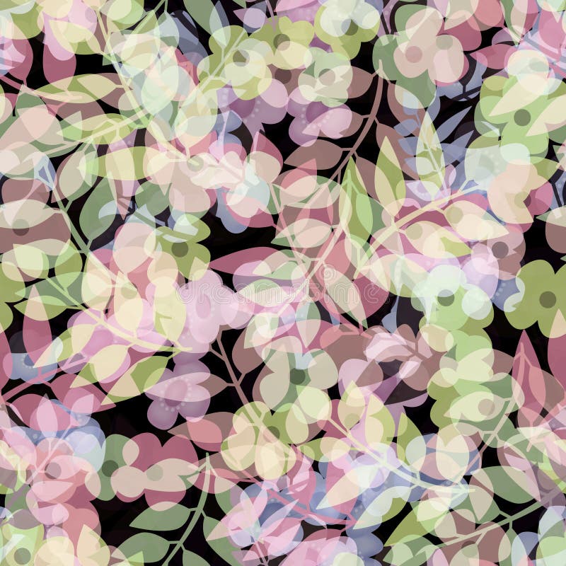 Seamless Floral Berry Pattern Pastel Background Stock Illustration ...