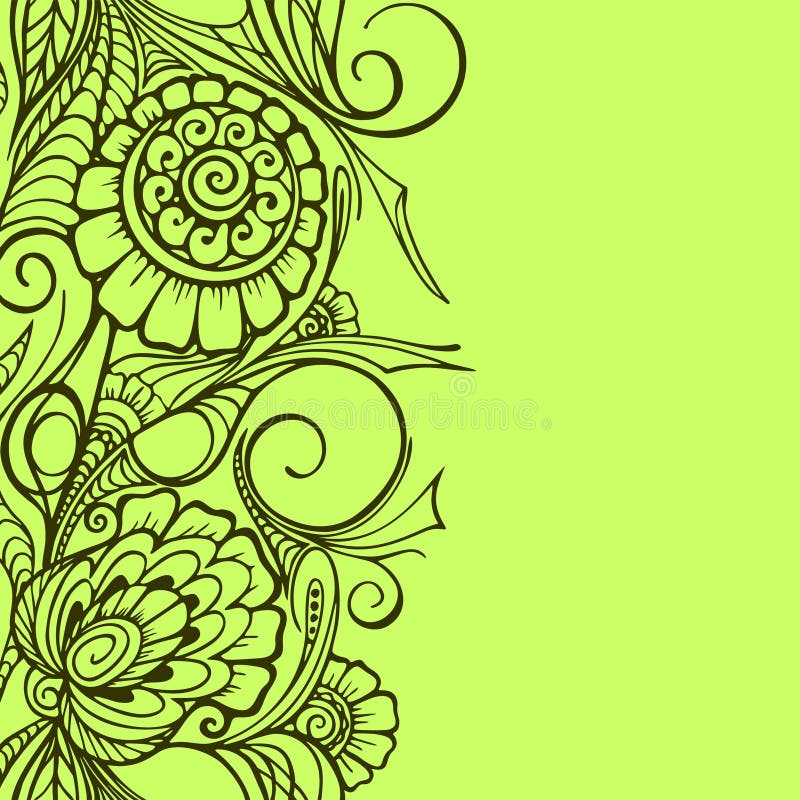 Seamless Floral Border on Light Green Background, Floral Graphic Repeat ...