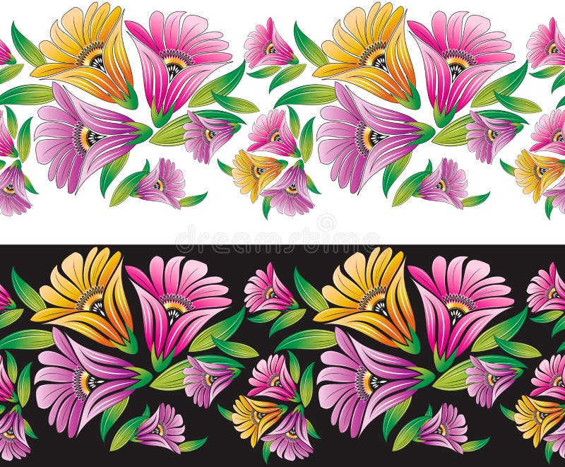 Seamless floral border stock vector. Illustration of element - 33579150