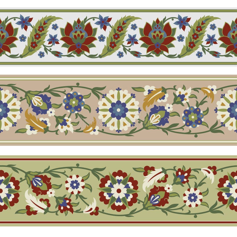 Seamless Floral Borders. Ancient Persian Style Stock Vector ...