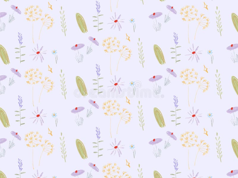 Seamless Floral Botanical Pastel Pattern Vector Illustration Stock ...