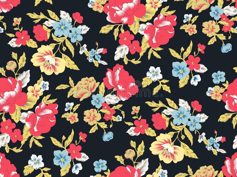 Seamless Floral Color Full Surface Pattern Textile Design Stock Vector ...