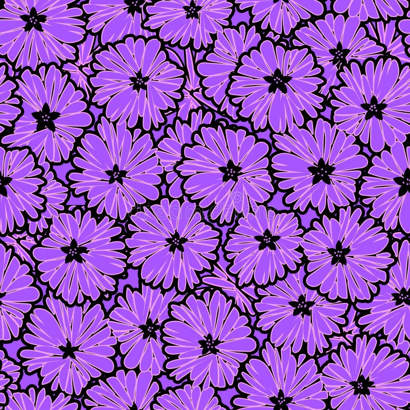 Seamless Floral Daisy Flowers Pattern Stock Illustration - Illustration ...