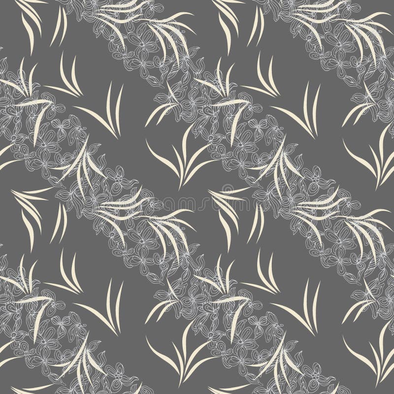 Seamless Floral Design with Grey Color Stock Illustration ...