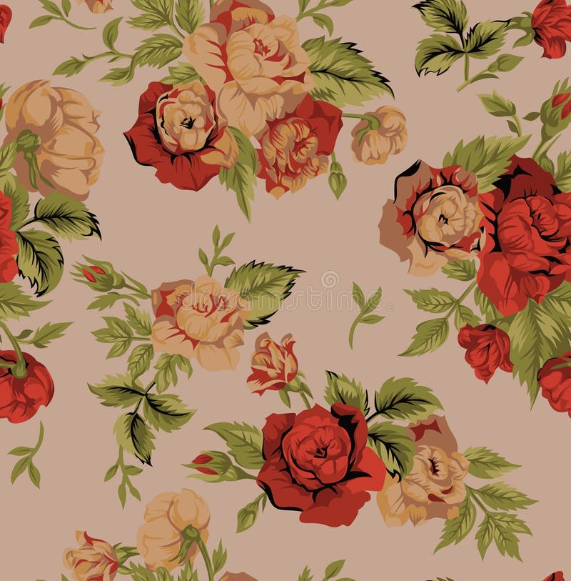 Seamless Floral Design Pattern Textile Print Stock Illustration ...