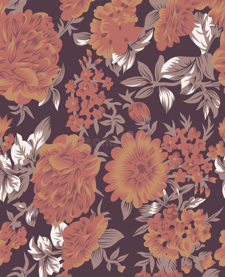 Seamless Floral Design Pattern Textile Print Stock Illustration ...