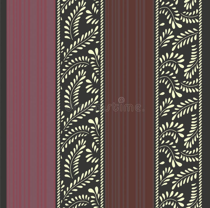 Seamless Floral Design with Stripe Pattern Stock Illustration ...