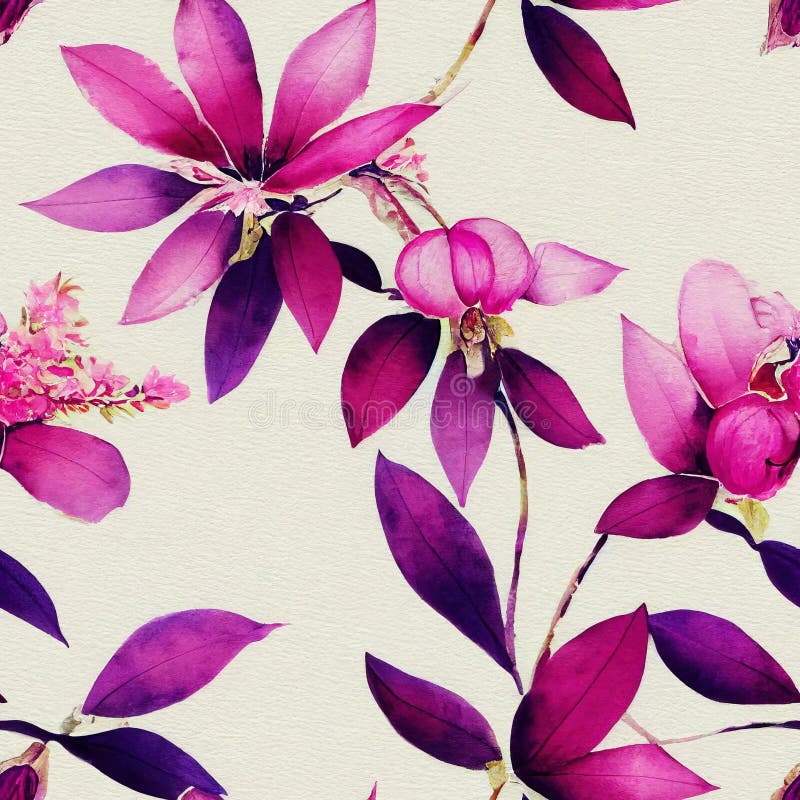 Seamless Floral Design , Watercolor Illustration. AI Generated ...