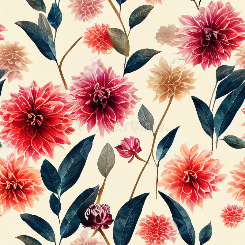 Seamless Floral Design , Watercolor Illustration. AI Generated ...