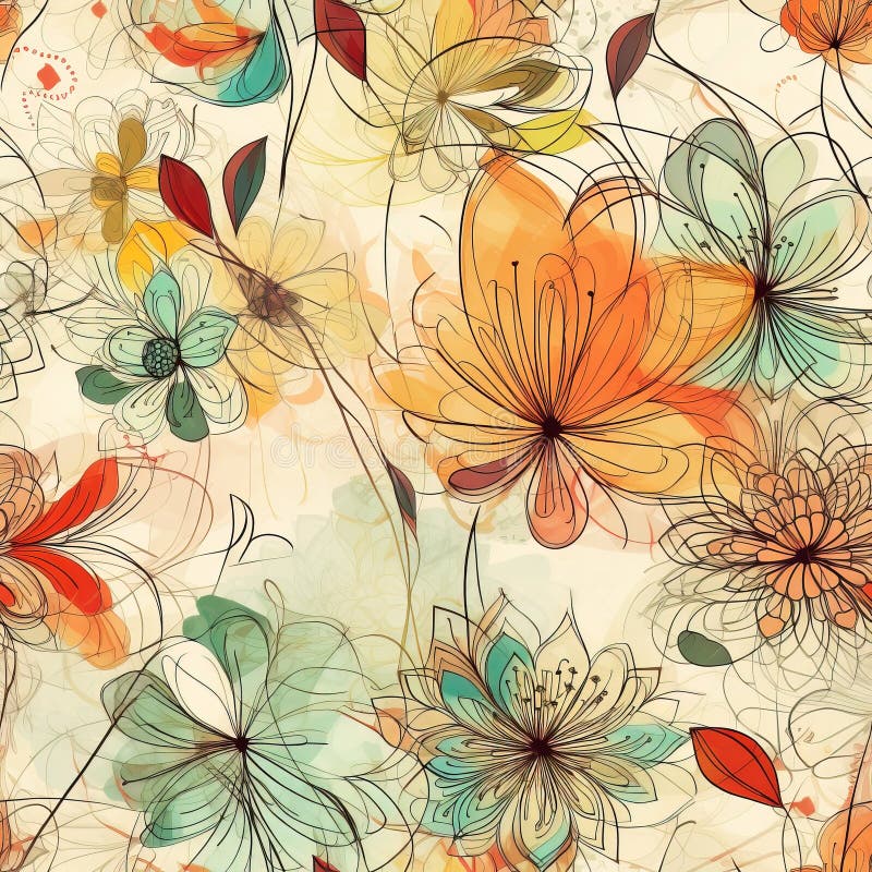 Seamless Floral Design , Watercolor Illustration. AI Generated ...