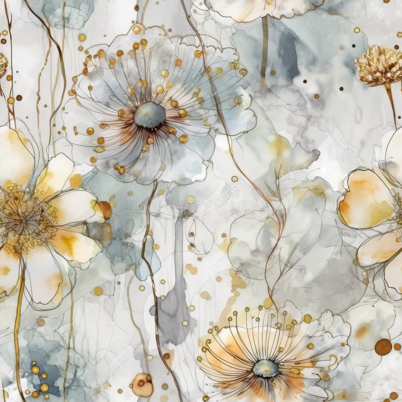 Seamless Floral Design , Watercolor Illustration. AI Generated ...