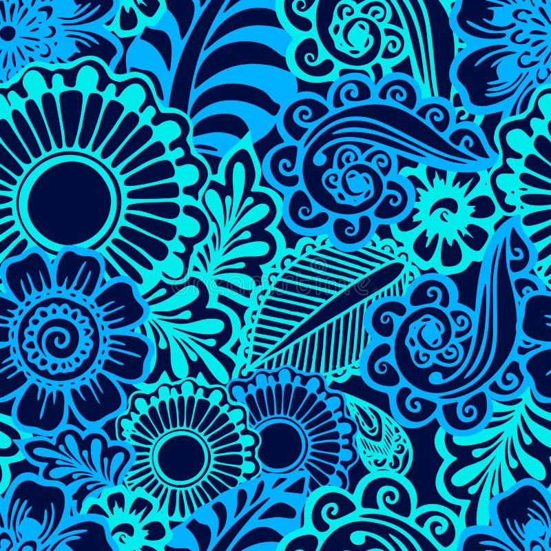 Seamless Floral Graphic Pattern of Stylized Elements in Different ...