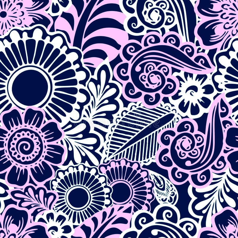 Seamless Floral Graphic Pattern of Stylized White and Pink Elements on ...