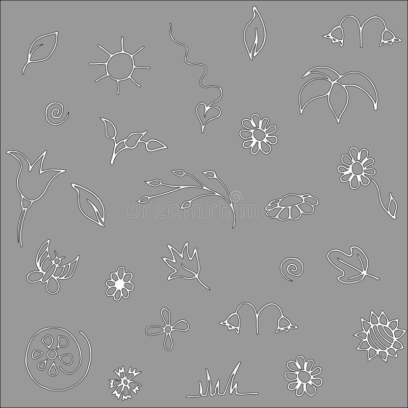 Seamless Floral Gray Doodle Pattern Stock Vector - Illustration of ...